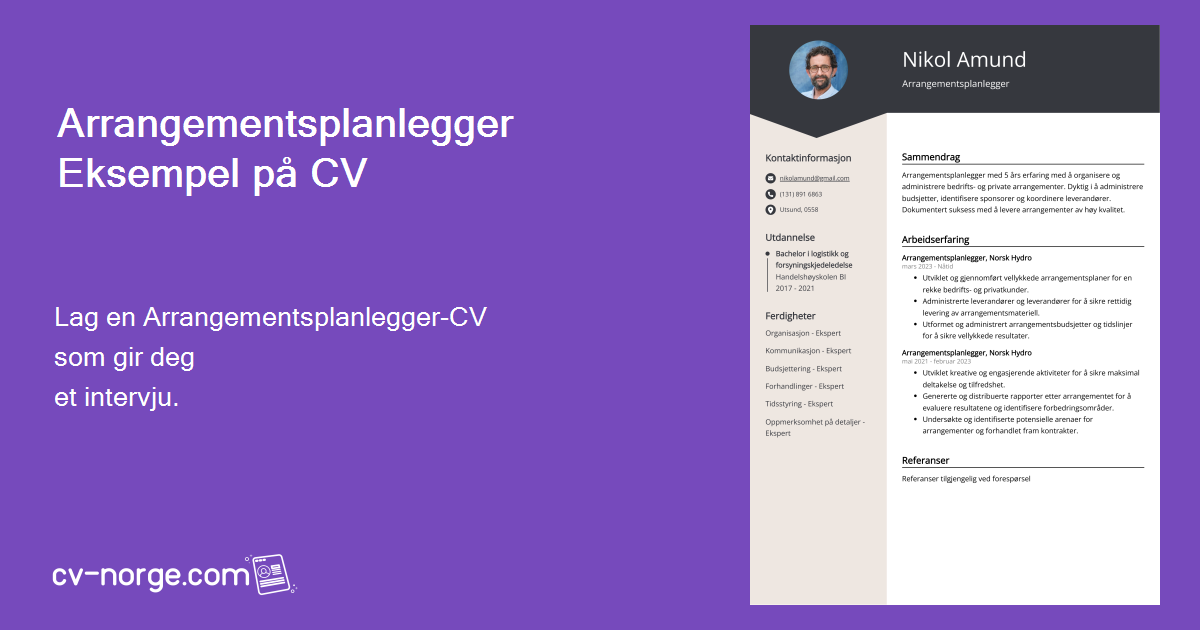 Arrangementsplanlegger CV-eksempel for 2025