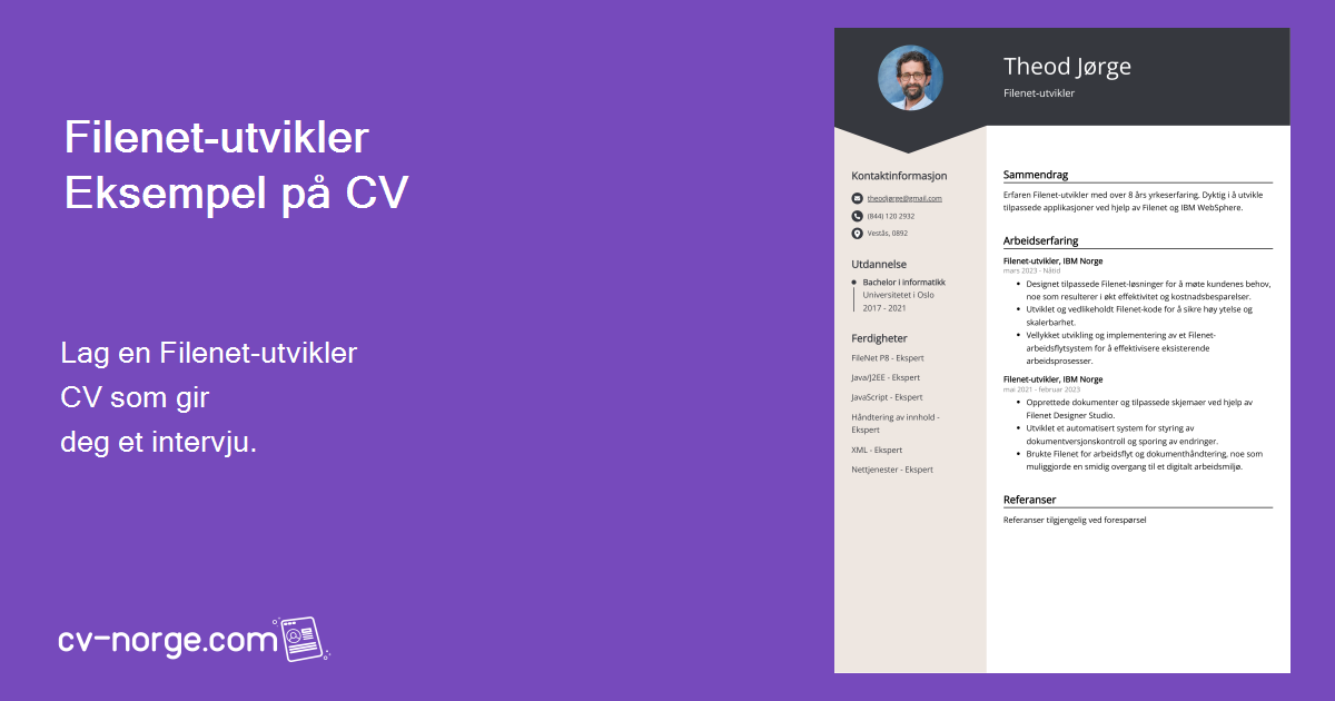 Filenet-utvikler CV: Eksempel og veiledning (nybegynner- og seniorjobber)