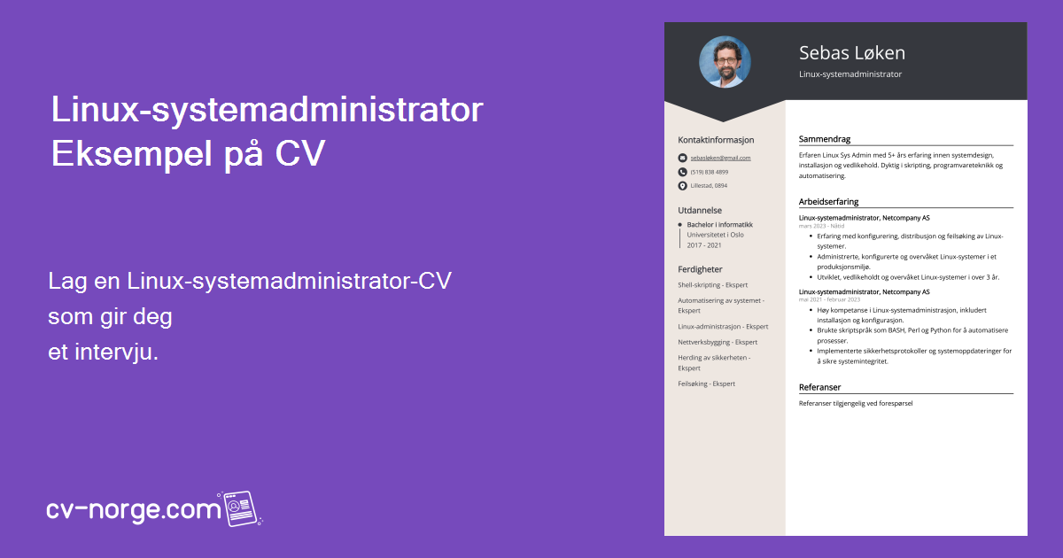 Eksempel på CV for Linux-systemadministrator (gratis guide)