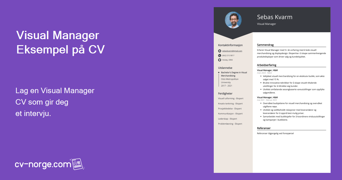 Visual Manager CV-eksempler og veiledning